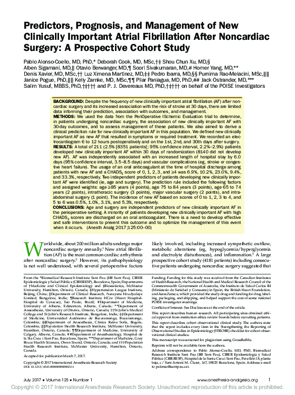 (PDF) Predictors, Prognosis, and Management of New Clinically Important Atrial Fibrillation ...