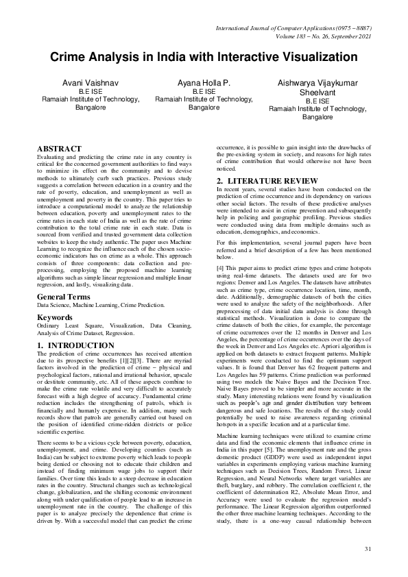 (PDF) Crime Analysis in India with Interactive Visualization