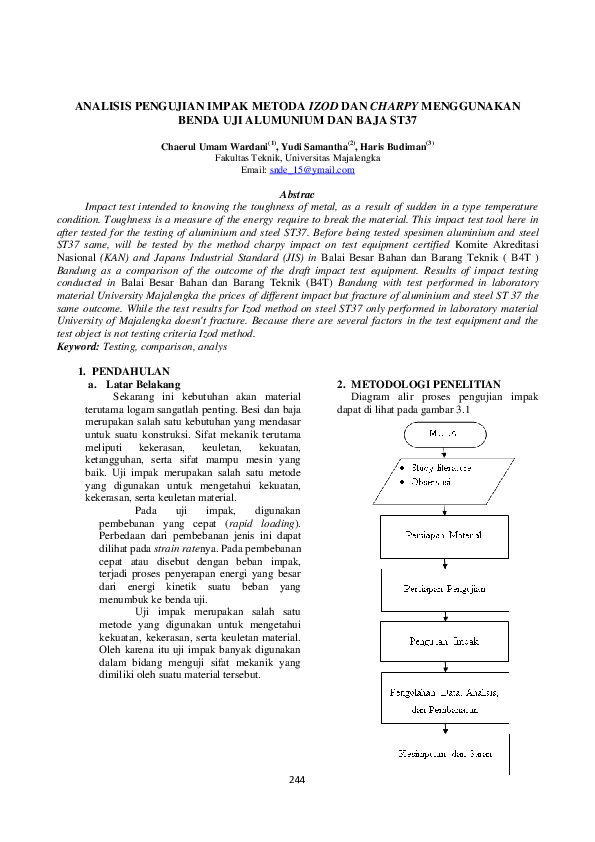 (PDF) Analisis Pengujian Impak Metoda Izod Dan Charpy Menggunakan Benda ...