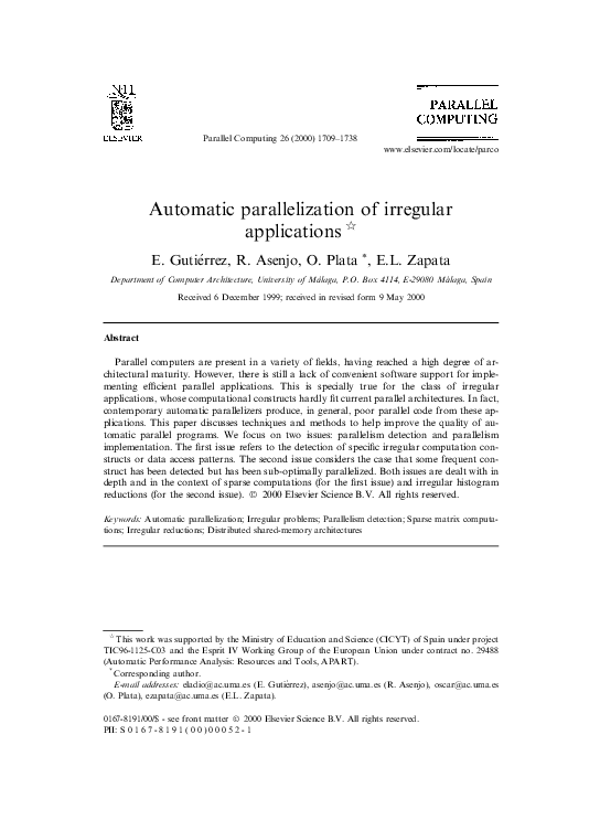 (PDF) Automatic parallelization of irregular applications