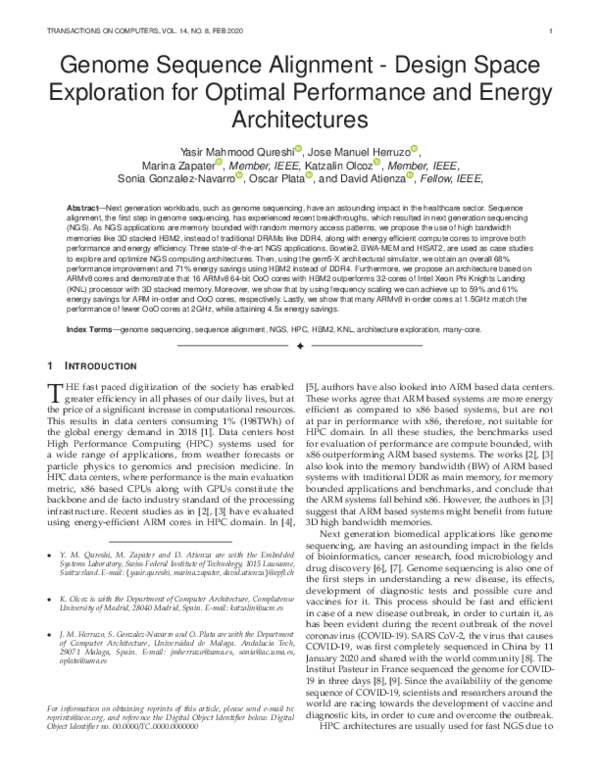 (PDF) Genome Sequence Alignment - Design Space Exploration for Optimal Performance and Energy ...
