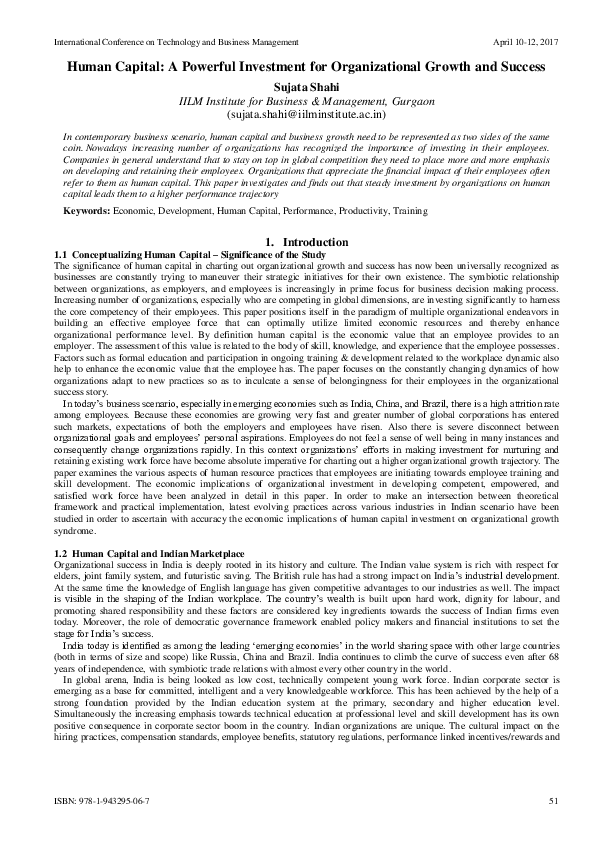 (PDF) Human Capital: A Powerful Investment for Organizational Growth ...