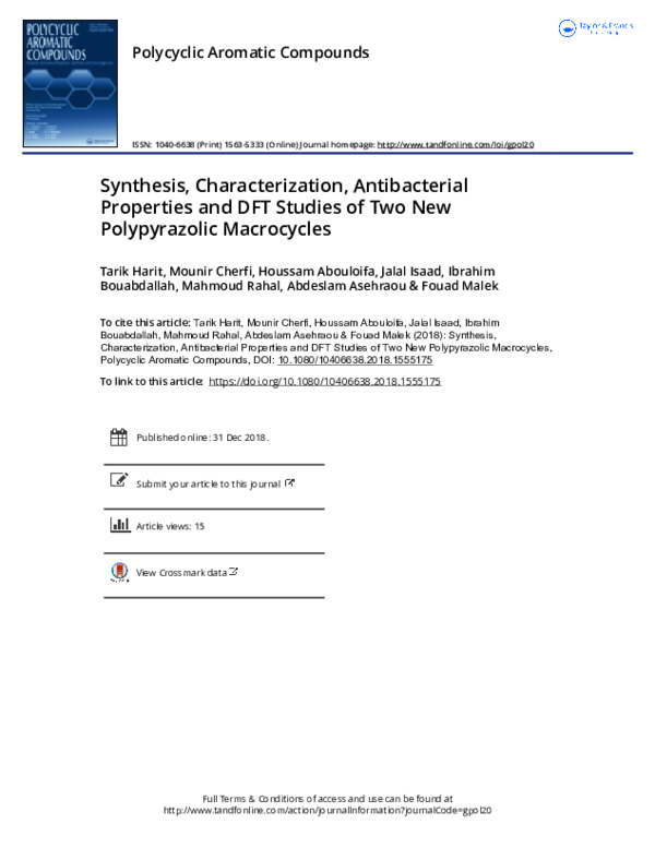 (PDF) Synthesis, Characterization, Antibacterial Properties and DFT Studies of Two New ...