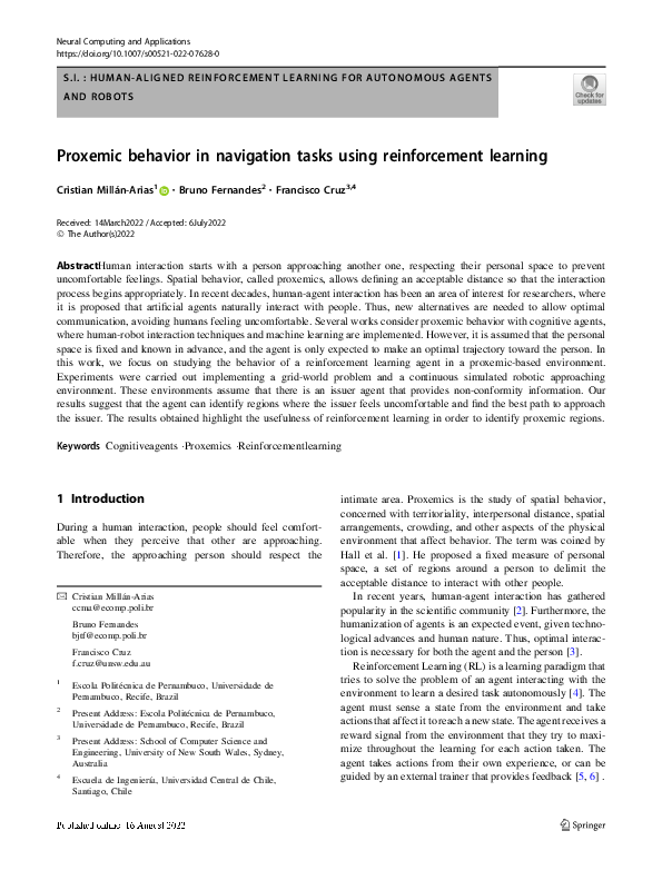 Pdf Proxemic Behavior In Navigation Tasks Using Reinforcement Learning
