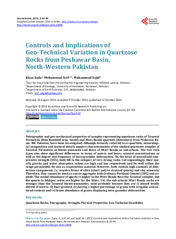 (PDF) Controls and Implications of Geo-Technical Variation in Quartzose ...
