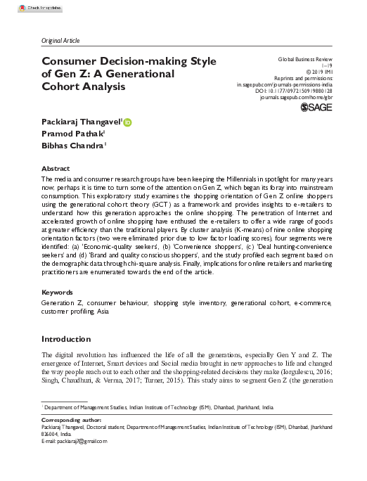 (PDF) Consumer Decision-making Style of Gen Z: A Generational Cohort Analysis