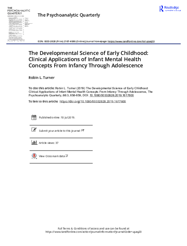 (PDF) The Developmental Science of Early Childhood: Clinical ...