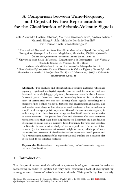 (PDF) A Comparison between Time-Frequency and Cepstral Feature Representations for the ...