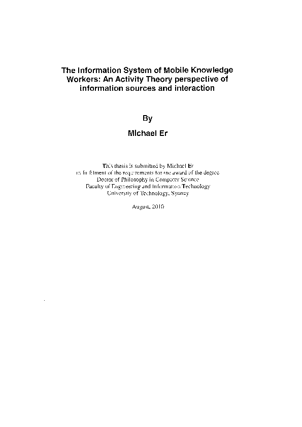 (PDF) The information system of mobile knowledge workers : an activity ...