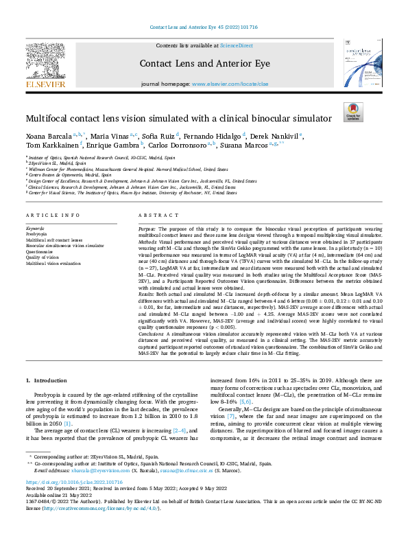 (PDF) Multifocal contact lens vision simulated with a clinical ...