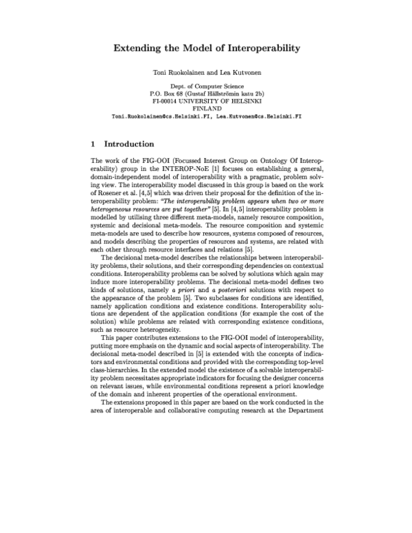(PDF) Extending the Model of Interoperability