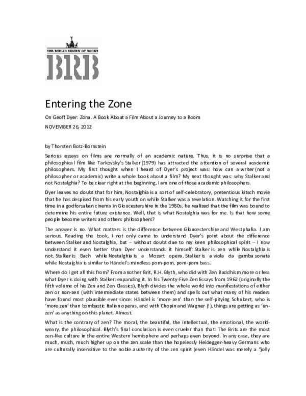 (PDF) Entering the Zone