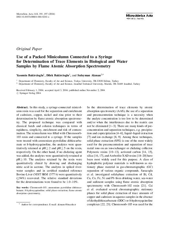 (PDF) Use of a Packed Minicolumn Connected to a Syringe for ...