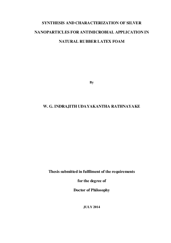 (PDF) Synthesis And Characterization Of Silver Nanoparticles For Antimicrobial Application In ...