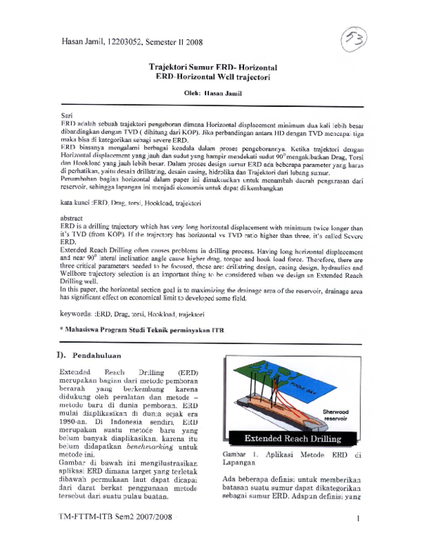 (PDF) Extended Reach Drilling ERD Design in Deepwater Application