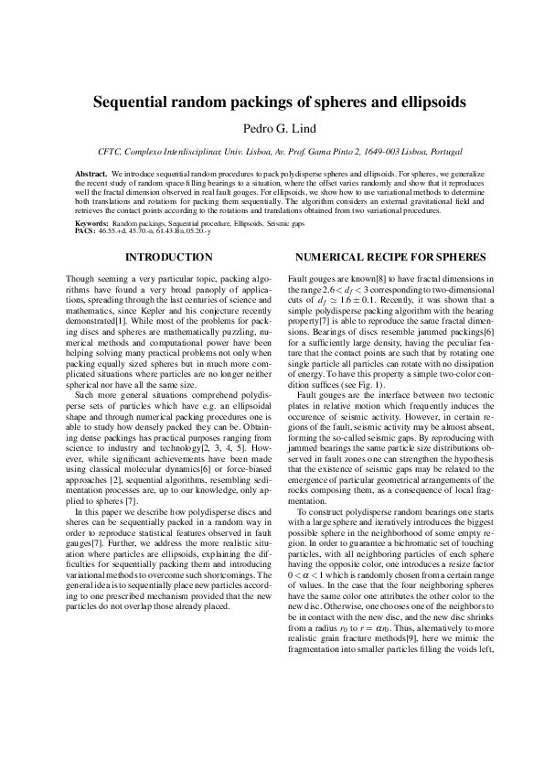(PDF) Sequential random packings of spheres and ellipsoids