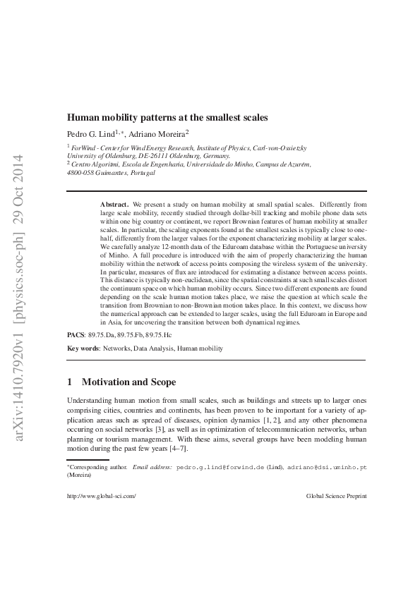 Pdf Human Mobility Patterns At The Smallest Scales
