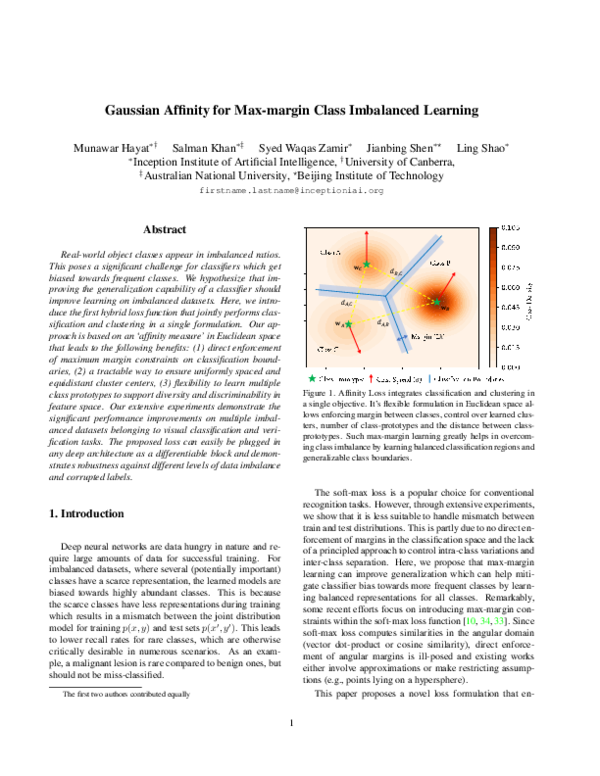 (PDF) Gaussian Affinity for Max-Margin Class Imbalanced Learning