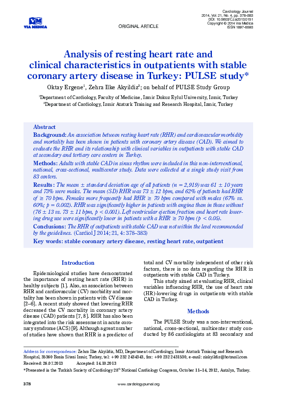 (PDF) Analysis of resting heart rate and clinical characteristics in ...