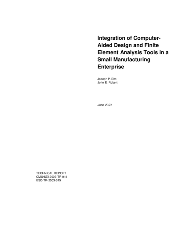 (PDF) Integration of Computer-Aided Design and Finite Element Analysis Tools in a Small ...