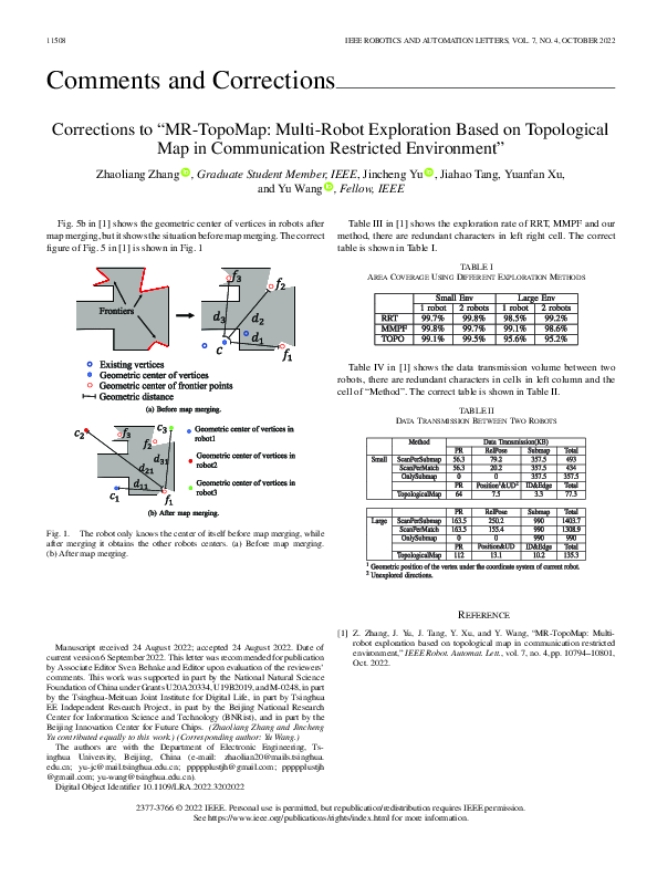 (PDF) Corrections to “MR-TopoMap: Multi-Robot Exploration Based on Topological Map in ...
