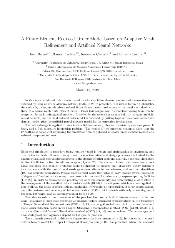(PDF) A finite element reduced‐order model based on adaptive mesh refinement and artificial ...