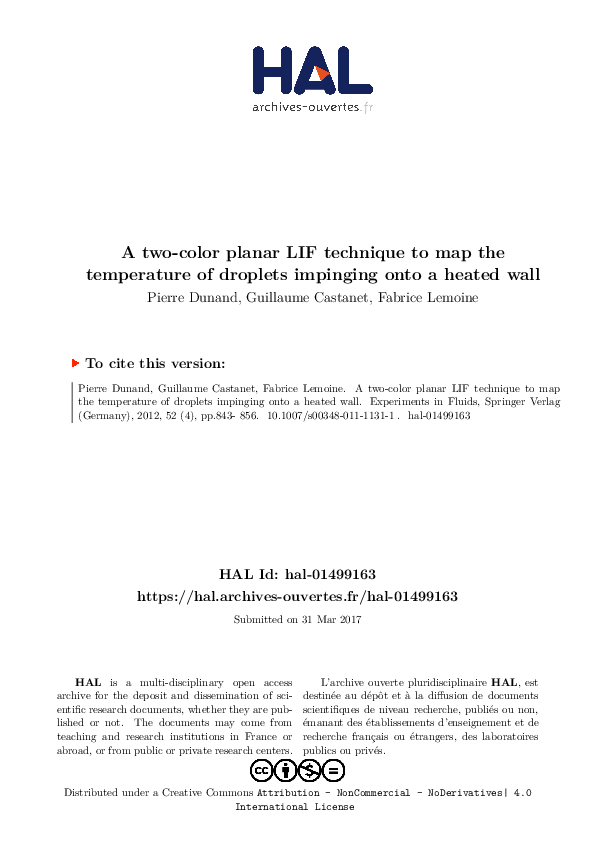 (PDF) A two-color planar LIF technique to map the temperature of ...
