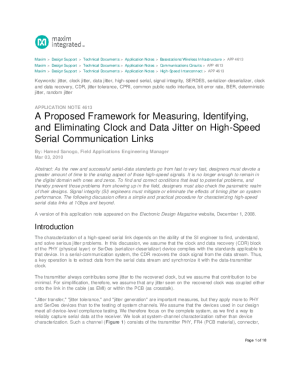 (PDF) A proposed framework for measuring , identifying , and eliminating clock and data jitter ...