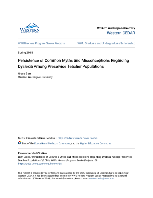 (PDF) Persistence of common myths and misconceptions regarding dyslexia ...