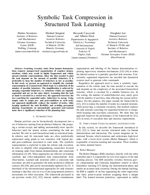 (PDF) Symbolic Task Compression in Structured Task Learning