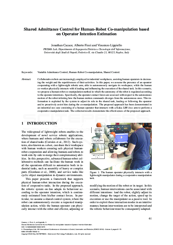 (PDF) Shared Admittance Control for Human-Robot Co-manipulation based on Operator Intention ...