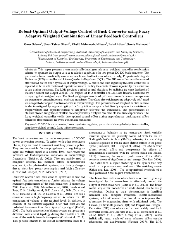 (PDF) Robust-Optimal Output-Voltage Control of Buck Converter using ...