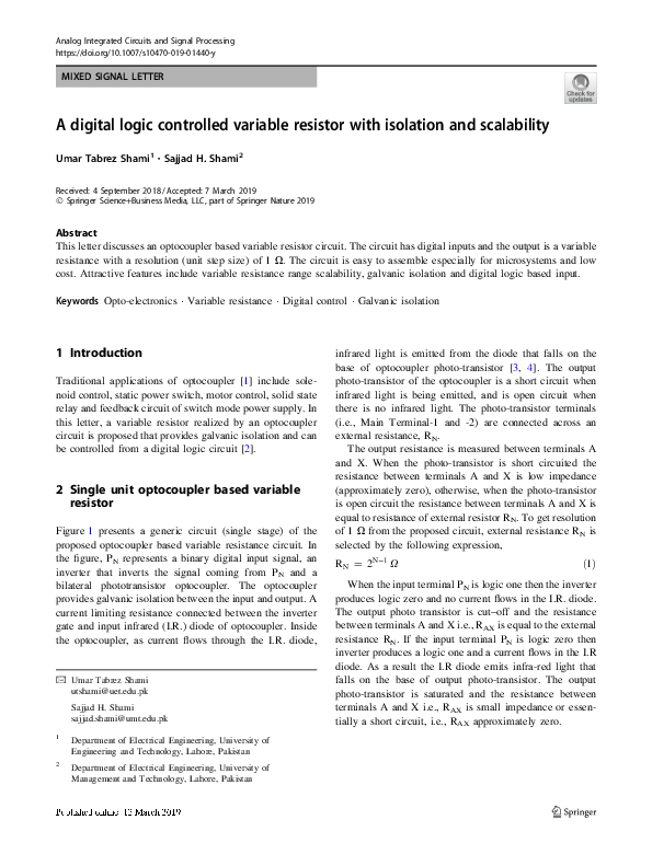 (PDF) A digital logic controlled variable resistor with isolation and ...