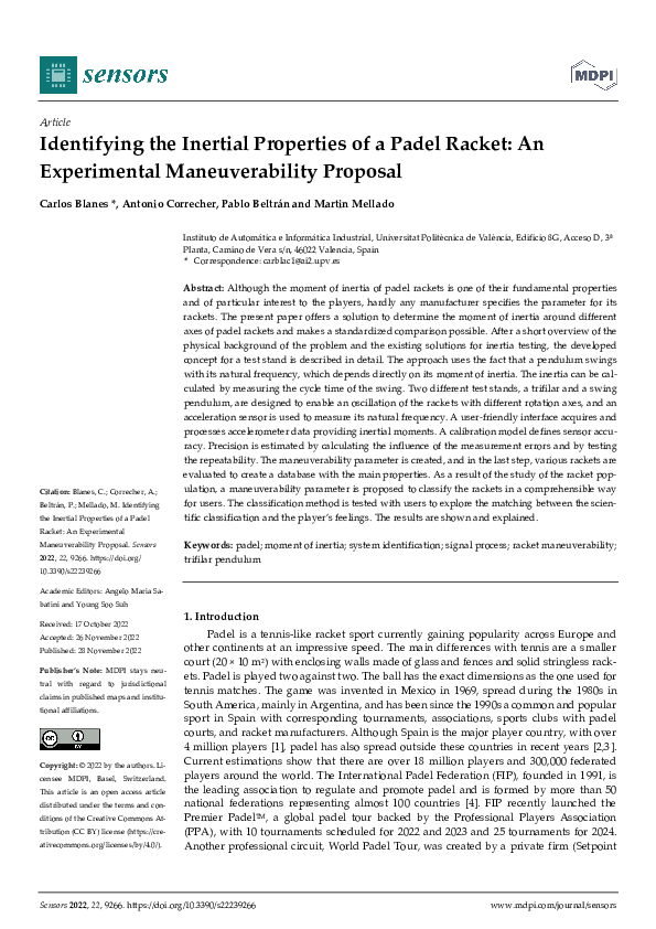 (PDF) Identifying the Inertial Properties of a Padel Racket: An ...