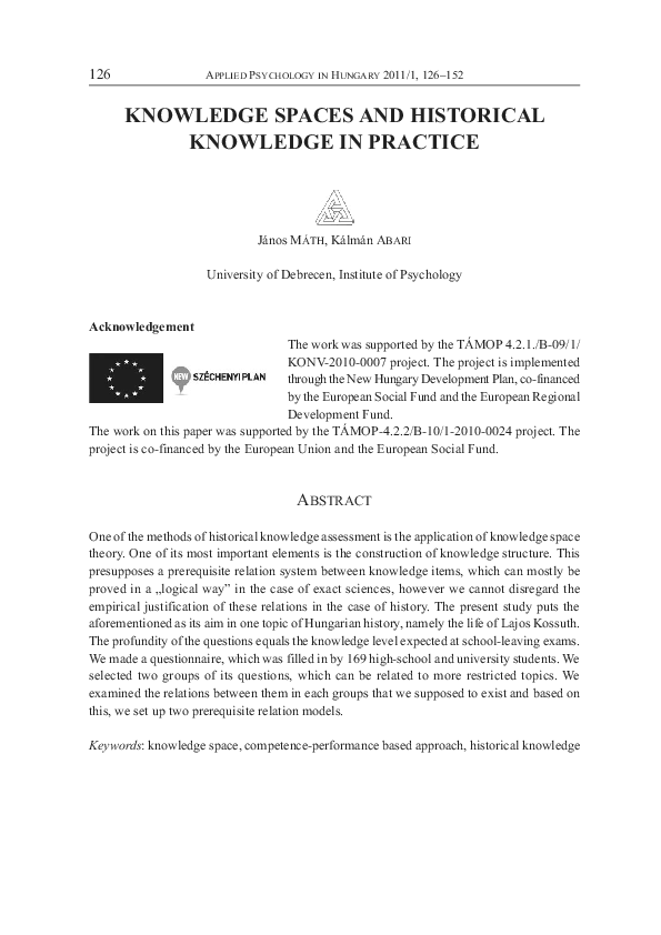 (PDF) Knowledge spaces and historical knowledge in practice