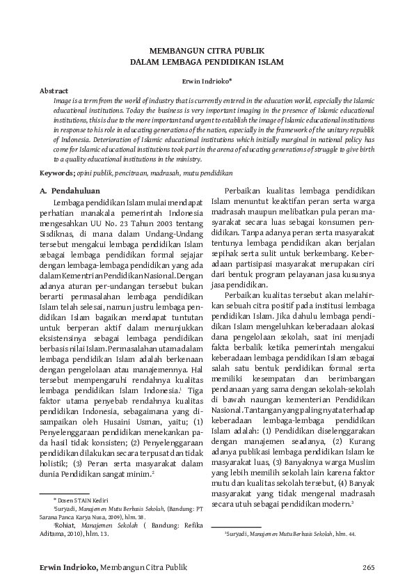 (PDF) Membangun Citra Publik Dalam Lembaga Pendidikan Islam