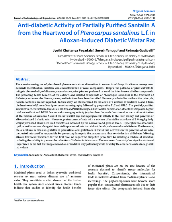 (PDF) Anti-diabetic Activity of Partially Purified Santalin A from the ...