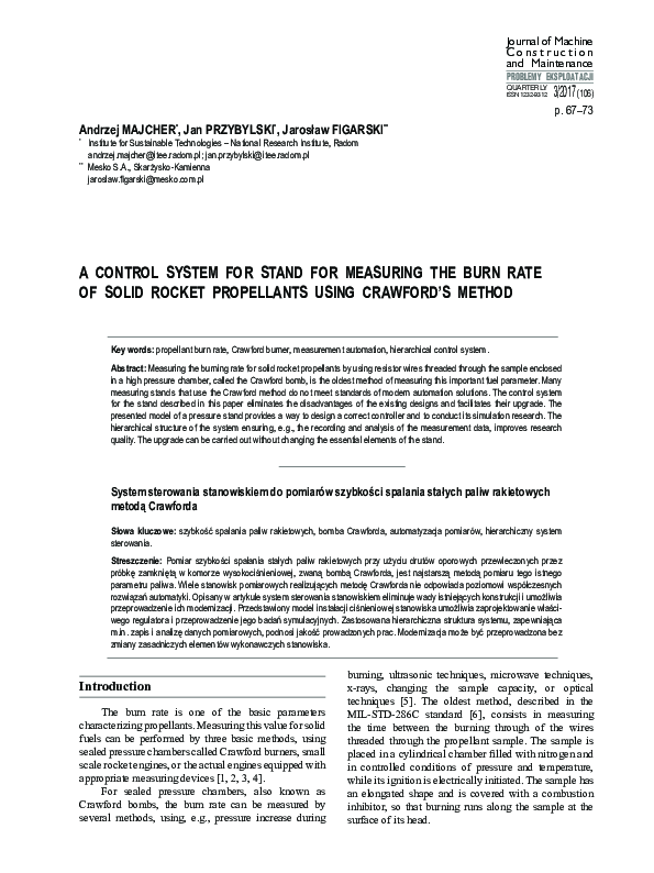 (PDF) A Control System for Stand for Measuring the Burn Rate of Solid ...