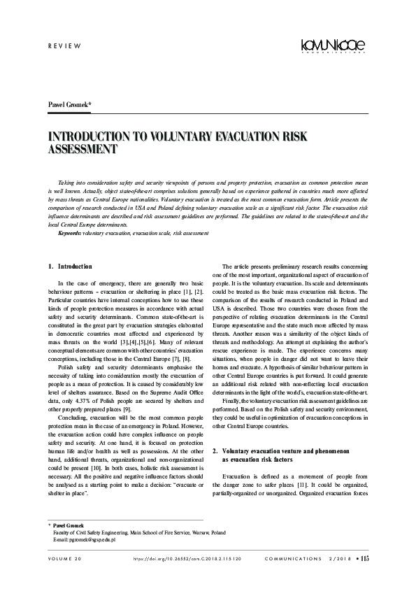 (PDF) Introduction to Voluntary Evacuation Risk Assessment