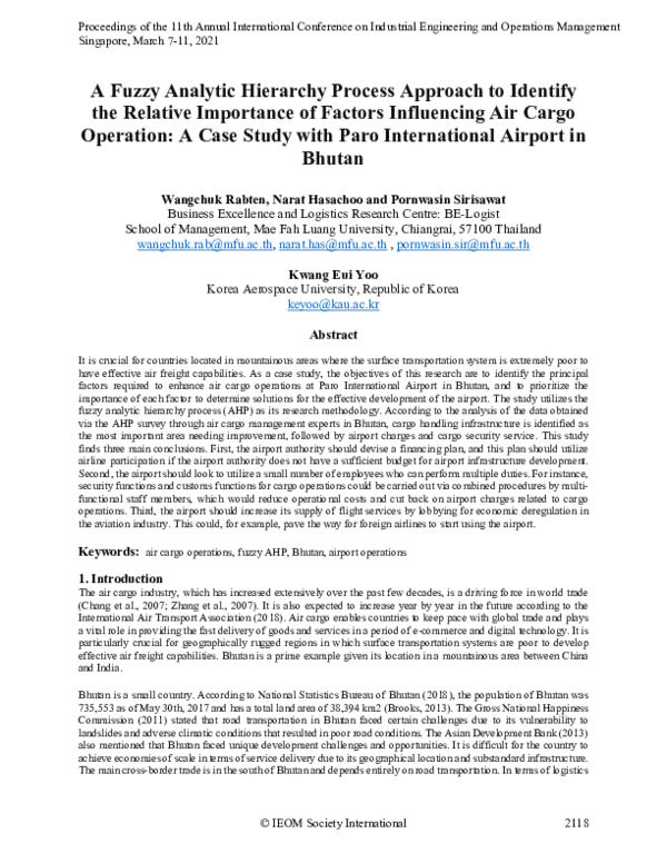 Pdf A Fuzzy Analytic Hierarchy Process Approach To Identify The