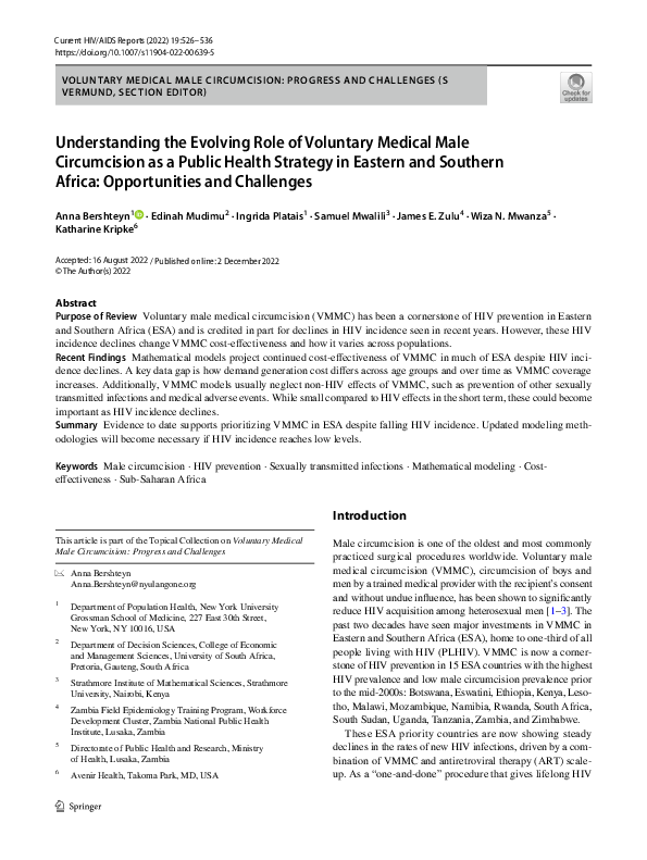 (PDF) Understanding the Evolving Role of Voluntary Medical Male ...