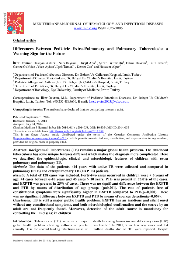(PDF) Differences Between Pediatric Pulmonary and Extra-Pulmonary ...