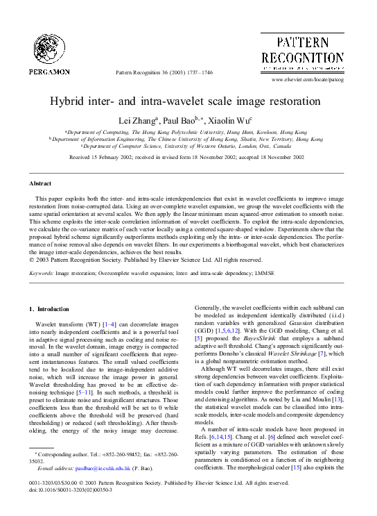(PDF) Hybrid inter- and intra-wavelet scale image restoration