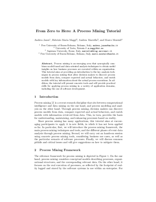 (PDF) From Zero to Hero: A Process Mining Tutorial