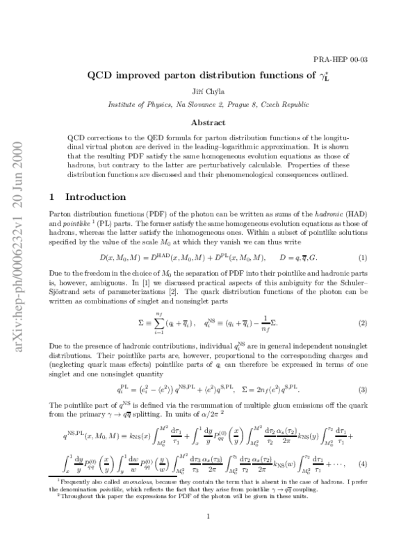 (PDF) QCD improved parton distribution functions of