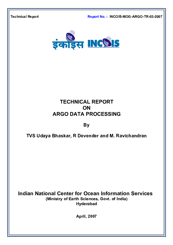 (PDF) Technical Report on Argo Data Processing
