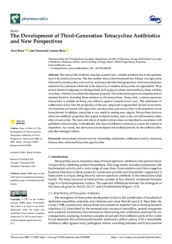 (PDF) The Development of Third-Generation Tetracycline Antibiotics and ...