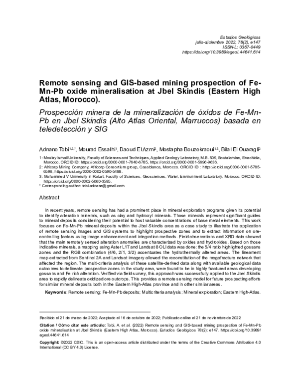 (PDF) Prospección minera de la mineralización de óxidos de Fe-Mn-Pb en ...