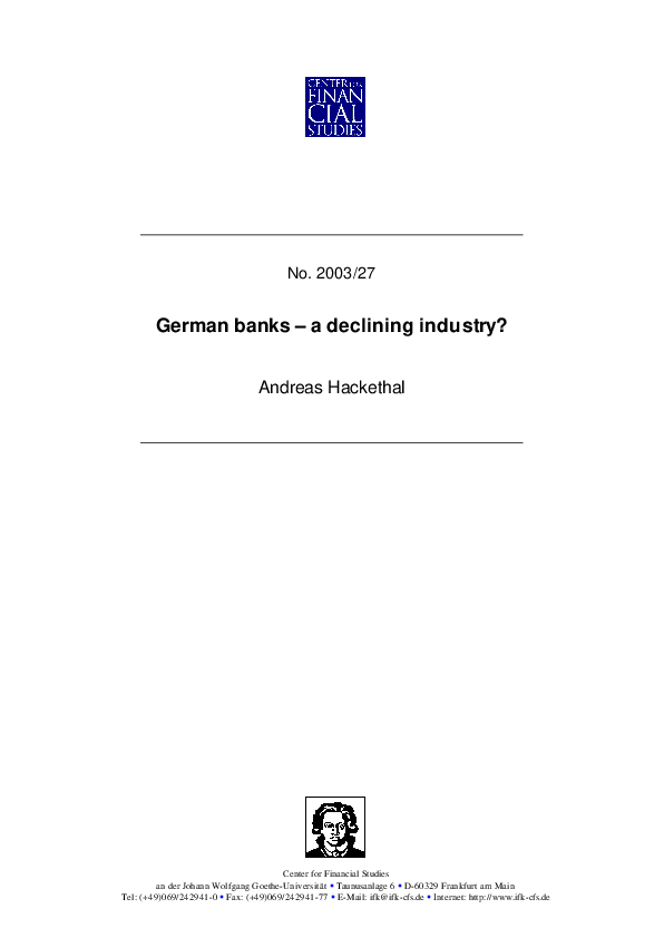 (PDF) German Banks - A Declining Industry?