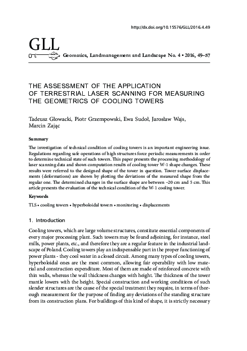 (PDF) The assessment of the application of terrestrial laser scanning for measuring the ...